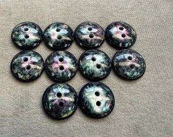 Iridescent Buttons Navy and Jade by Dill 18mm a Set of 6 - Etsy