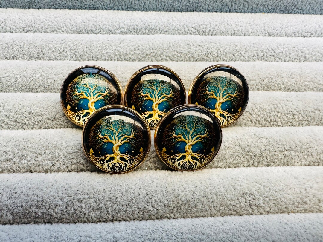 Tree of Life Buttons Glass and Metal 21mm a Set of 5 - Etsy