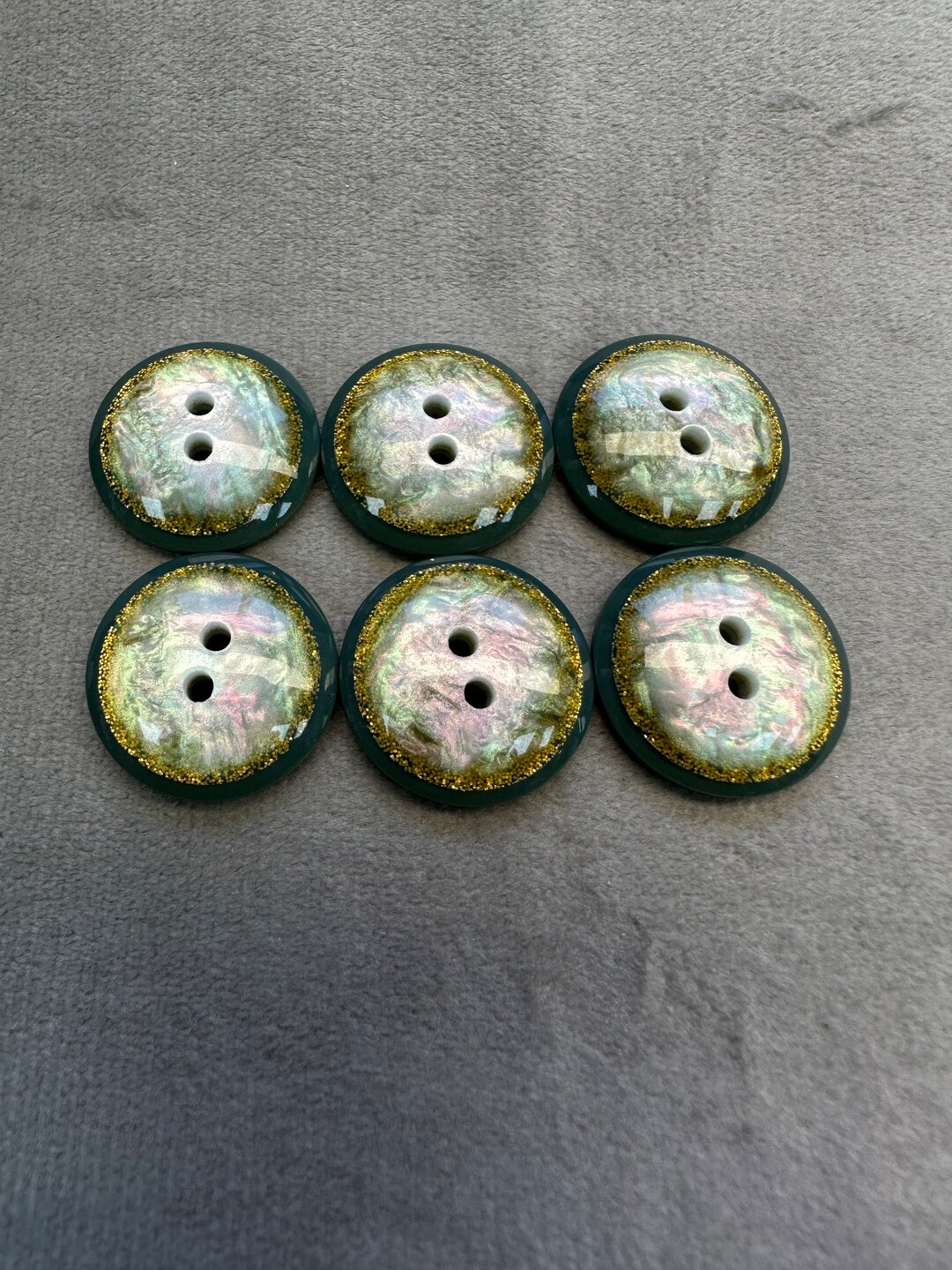 Iridescent Buttons Green With Gold Glitter Detail 20mm a Set of 6 - Etsy