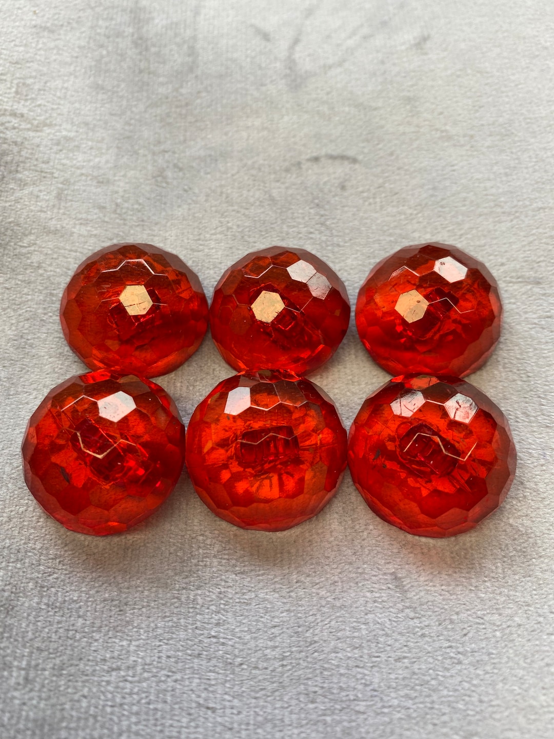 Sparkly Buttons Red Faceted Glass Effect 24mm a Set of 6 - Etsy