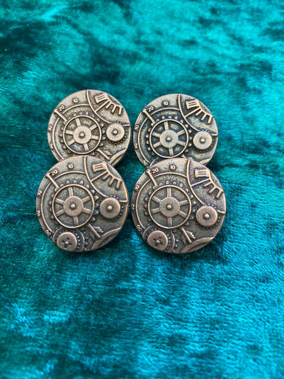 Metal Buttons Copper Tone Steampunk Design by Dill 23mm X 4 - Etsy