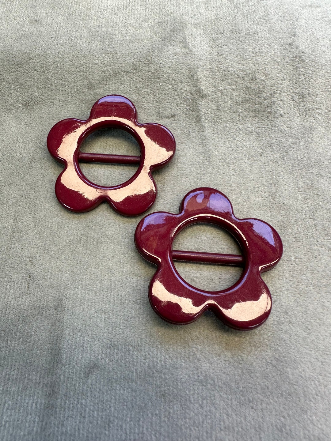 Daisy Slide Buckles Burgundy a Set of 2 to Fit Belts 20mm - Etsy