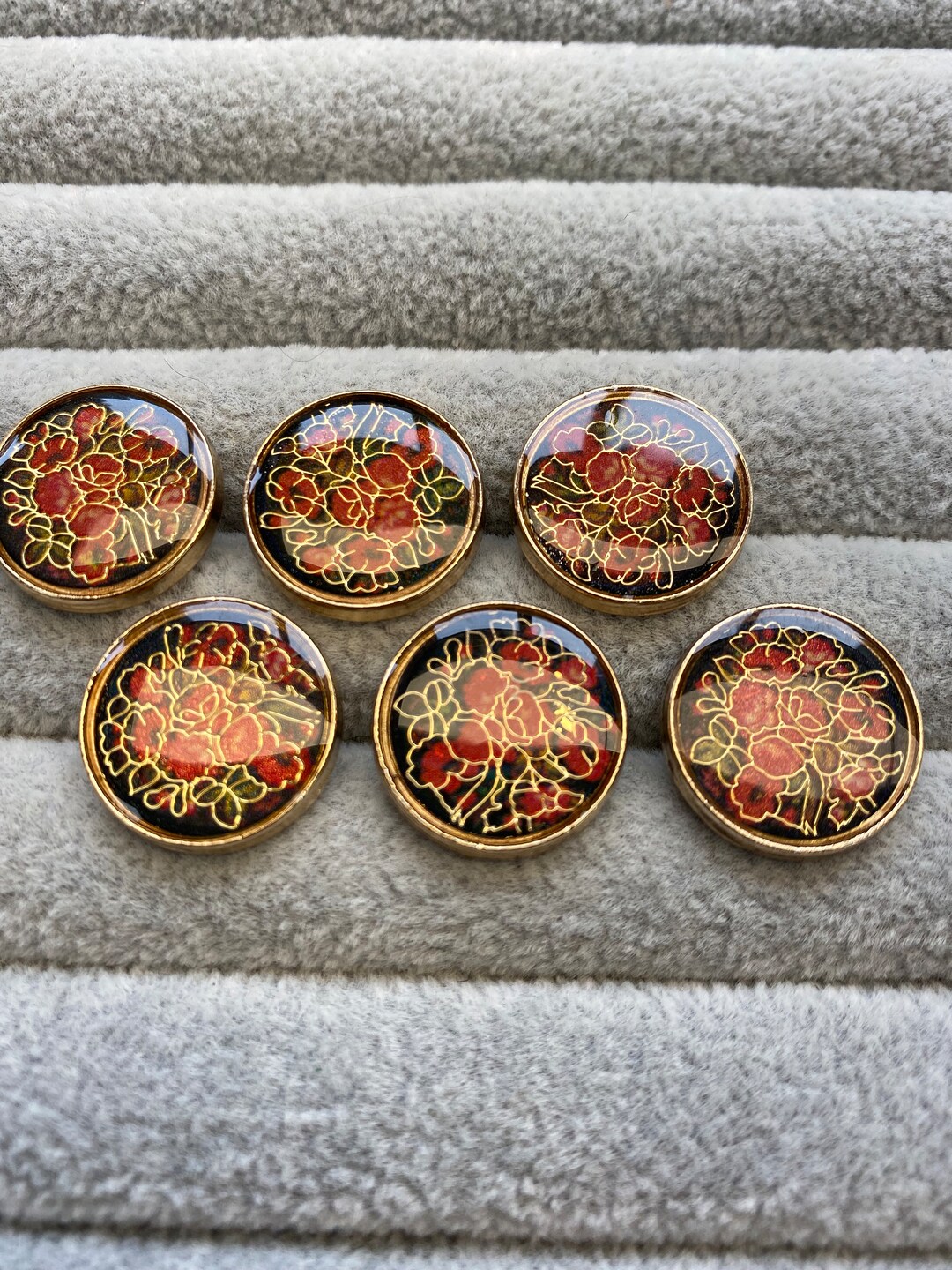 Enamel Buttons Red Poppies on Black 17mm a Set of 6 - Etsy UK