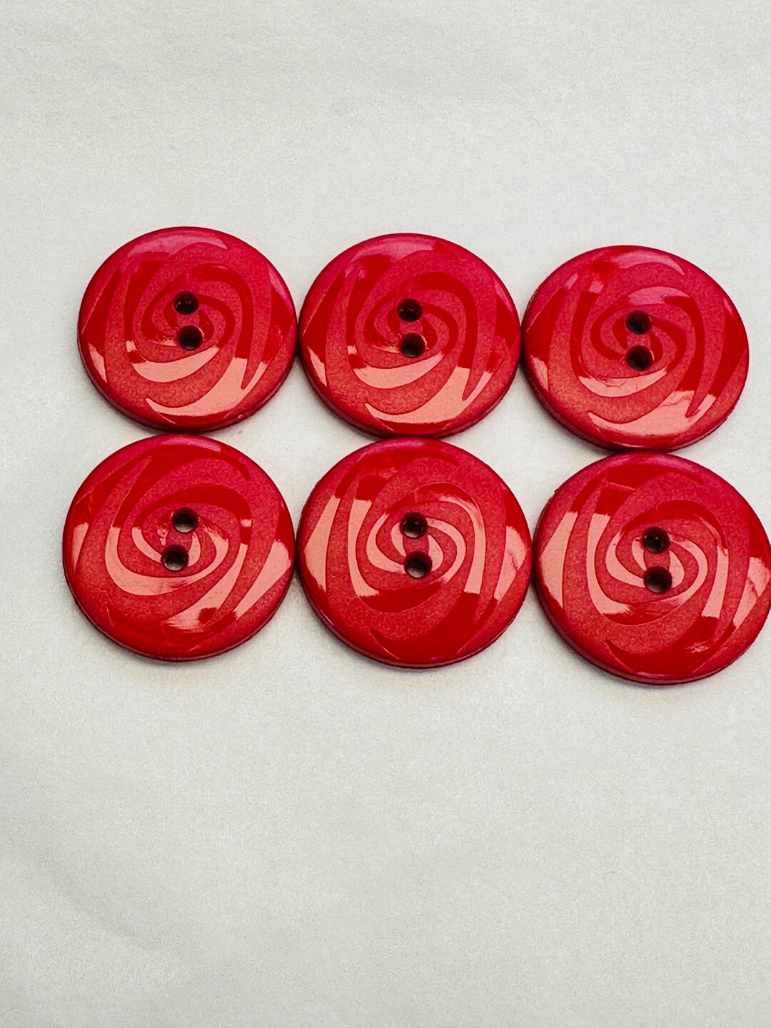 Red Buttons 19mm a Set of Six Textured Swirl Design by Dill - Etsy
