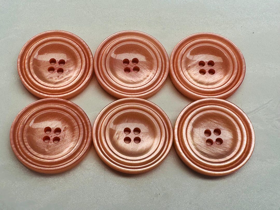 Peach Buttons 25mm a Set of Six With a Pearly Finish - Etsy