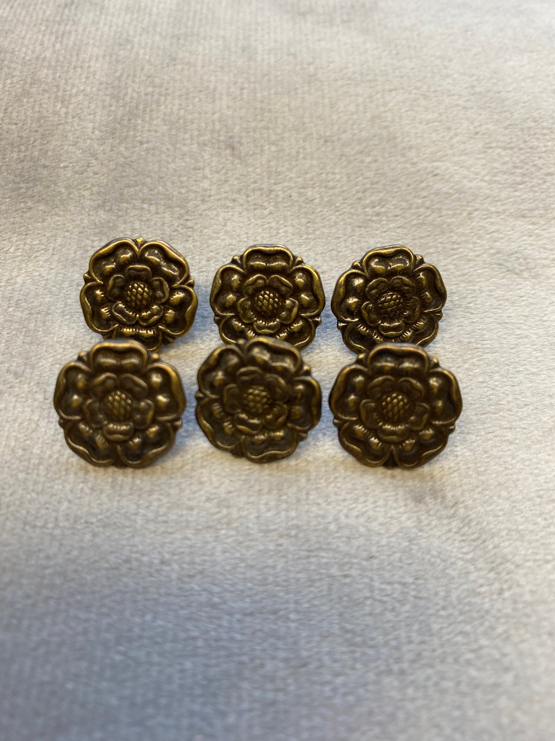 Metal Buttons Tudor Rose Design Aged Brass Effect 15mm a Set of 6 - Etsy
