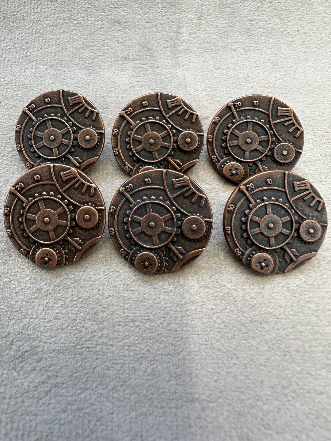 Metal Buttons Copper Tone Steampunk Design by Dill 23mm a Set of 6 - Etsy