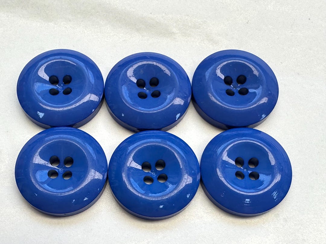 Royal Blue Buttons 25mm a Set of Six Chunky Gloss Finish - Etsy