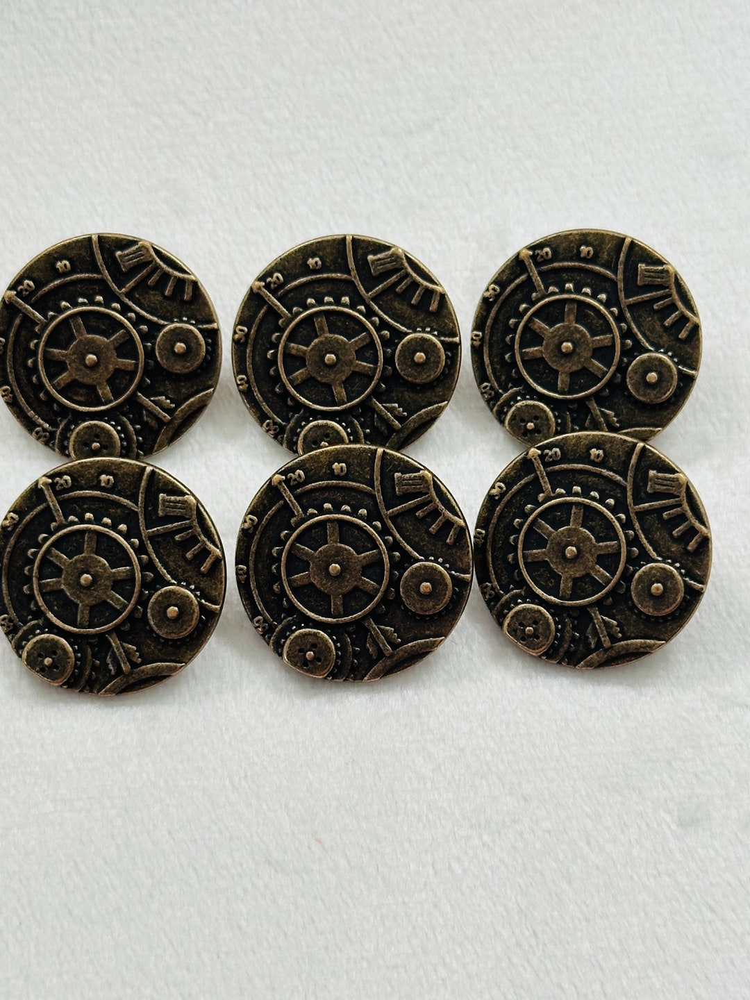 Steampunk Buttons 23mm a Set of 6 Gold Effect Metal by Dill - Etsy