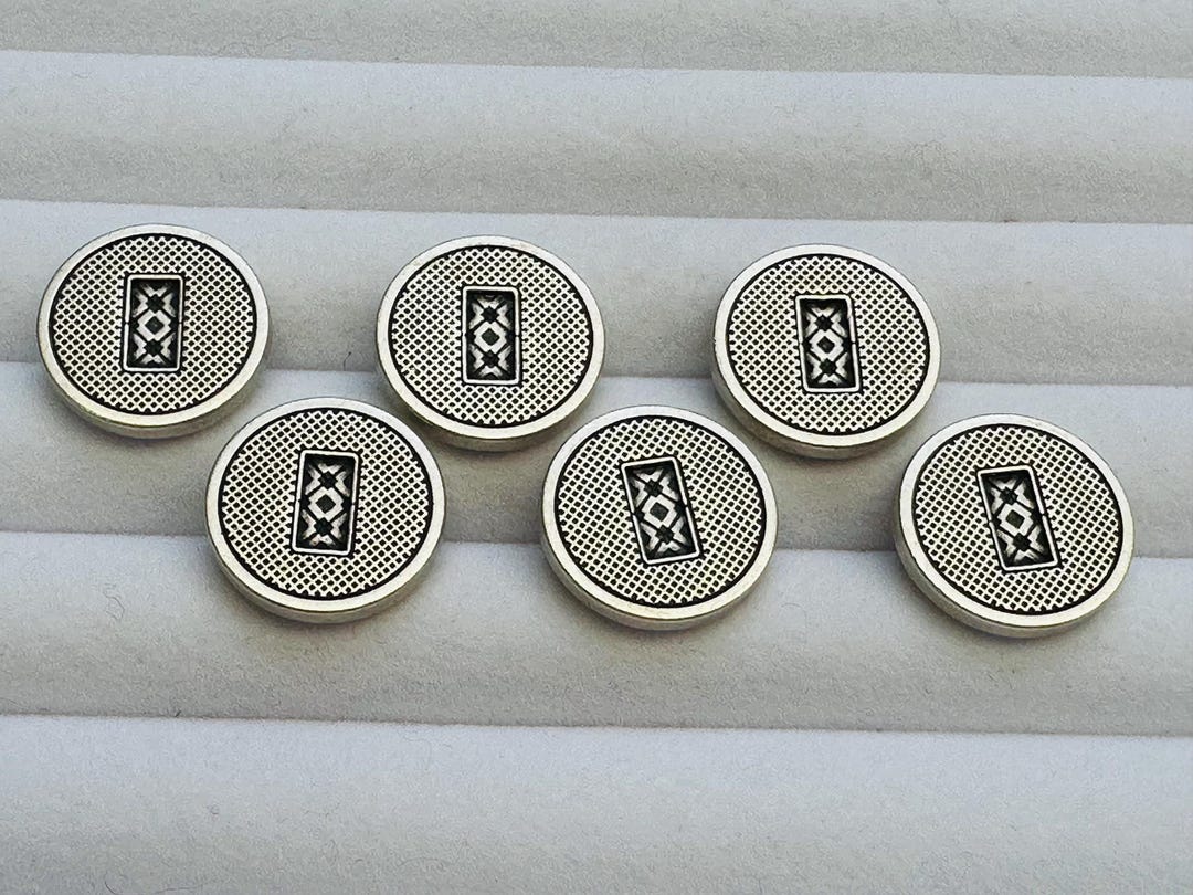 Metal Buttons 20mm a Set of Six Silver-tone Textured Design - Etsy