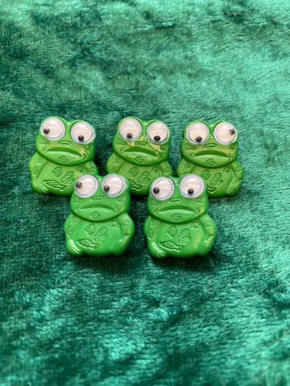 Frog Buttons Green With Googly Eyes 20mm a Set of 5 - Etsy
