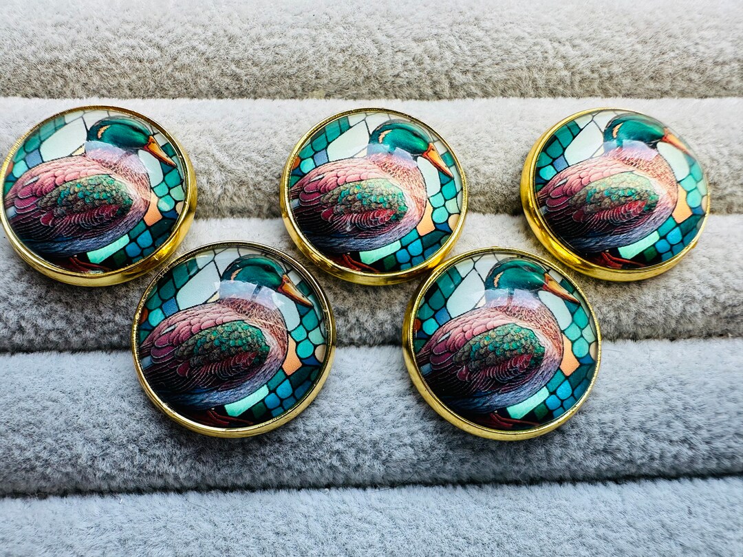 Mallard Duck Buttons Glass and Metal 21mm a Set of 5 - Etsy