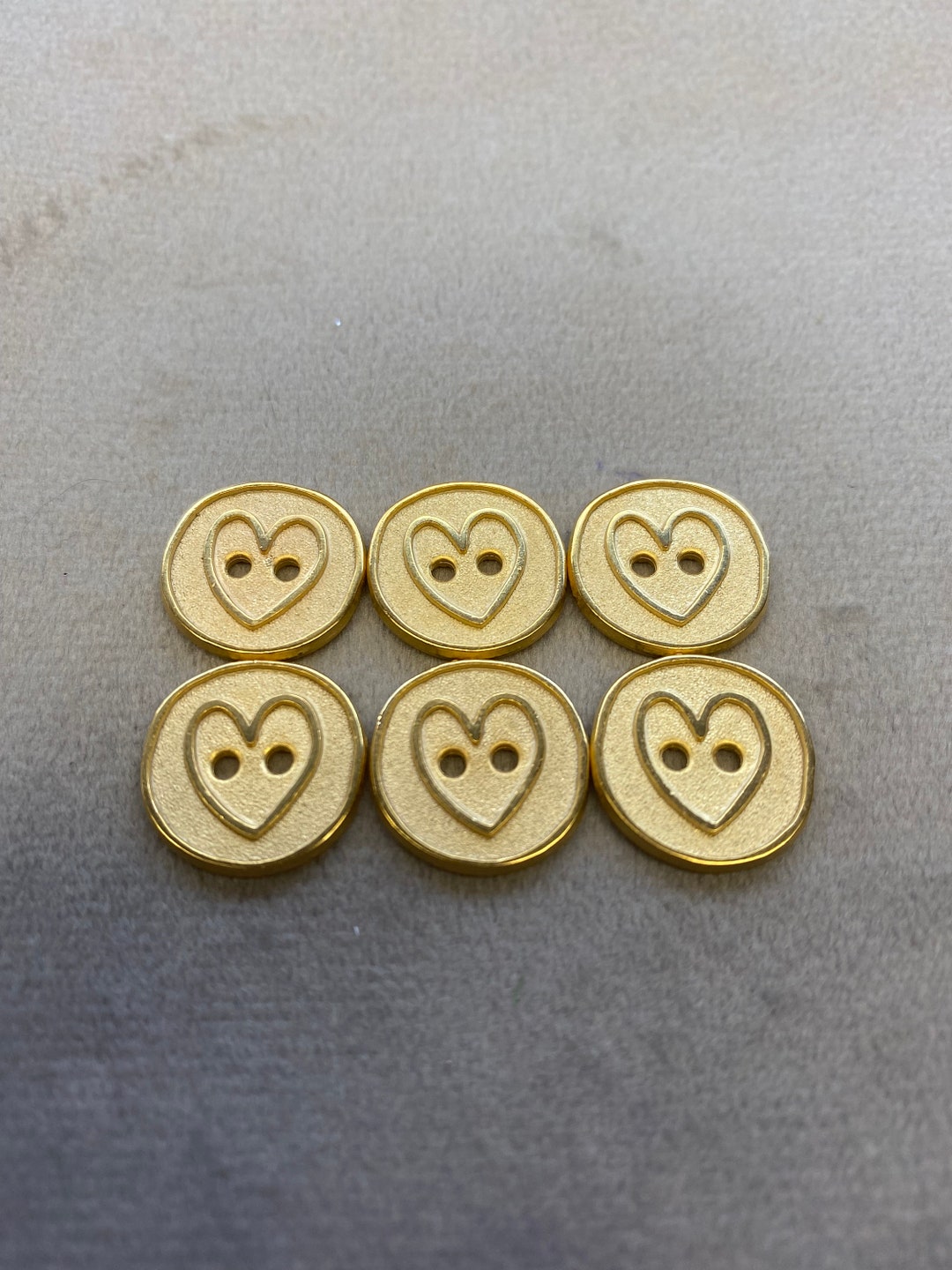 Metal Buttons Gold Tone Rustic Heart Design 14mm a Set of 6 - Etsy