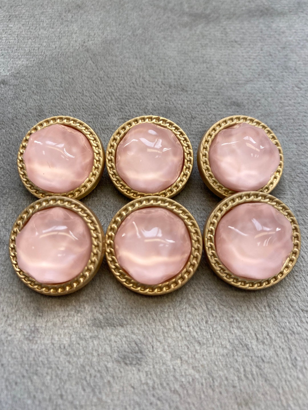 Jewel Buttons Pink and Matt Gold Effect 20mm a Set of 6 - Etsy