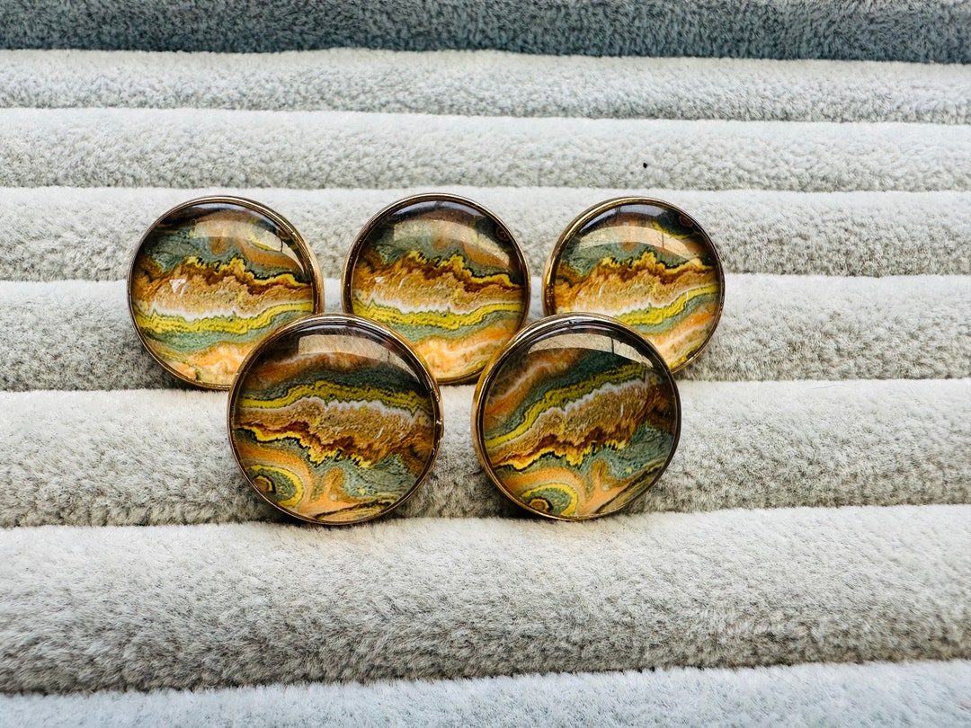 Agate Effect Buttons Metal and Glass 21mm a Set of 5 - Etsy