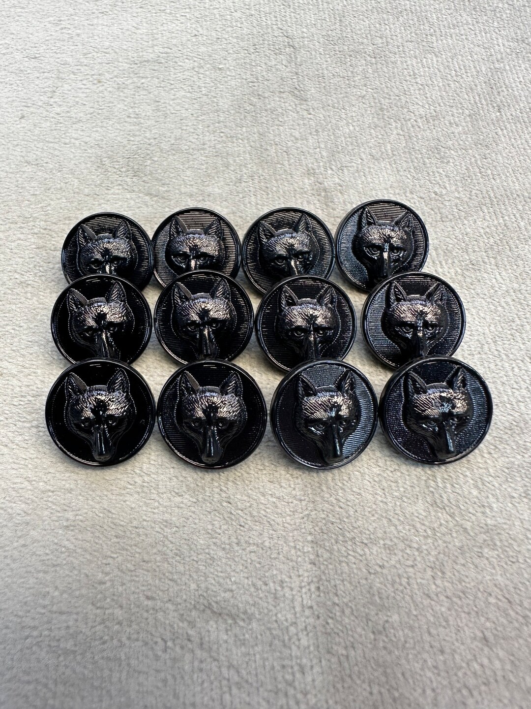 Fox Buttons Black Glossy Finish 15mm a Set of 12 - Etsy