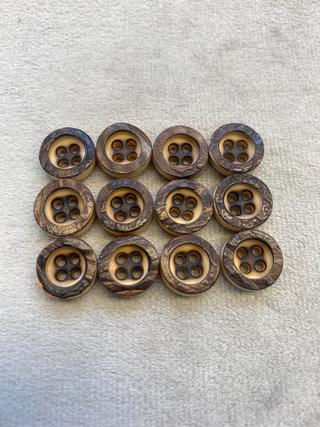 Wood Effect Buttons Brown and Beige 12mm a Set of 12 - Etsy