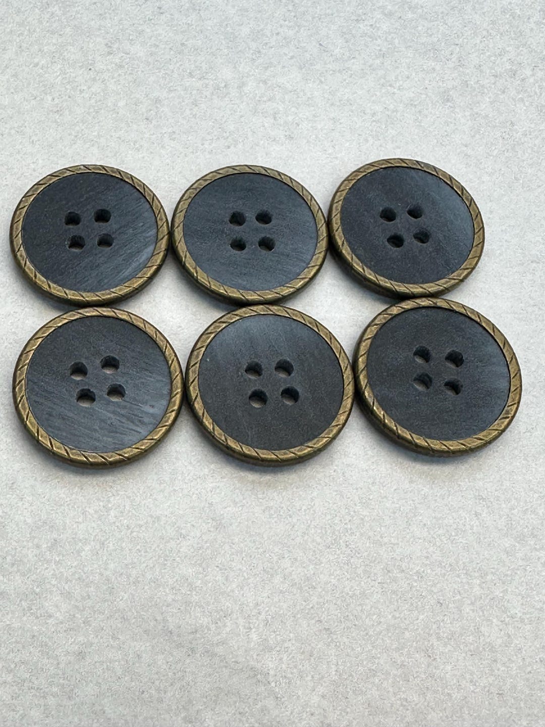 Slate Grey Buttons 21mm A, Set of Six Ombre Design With an Aged-gold ...