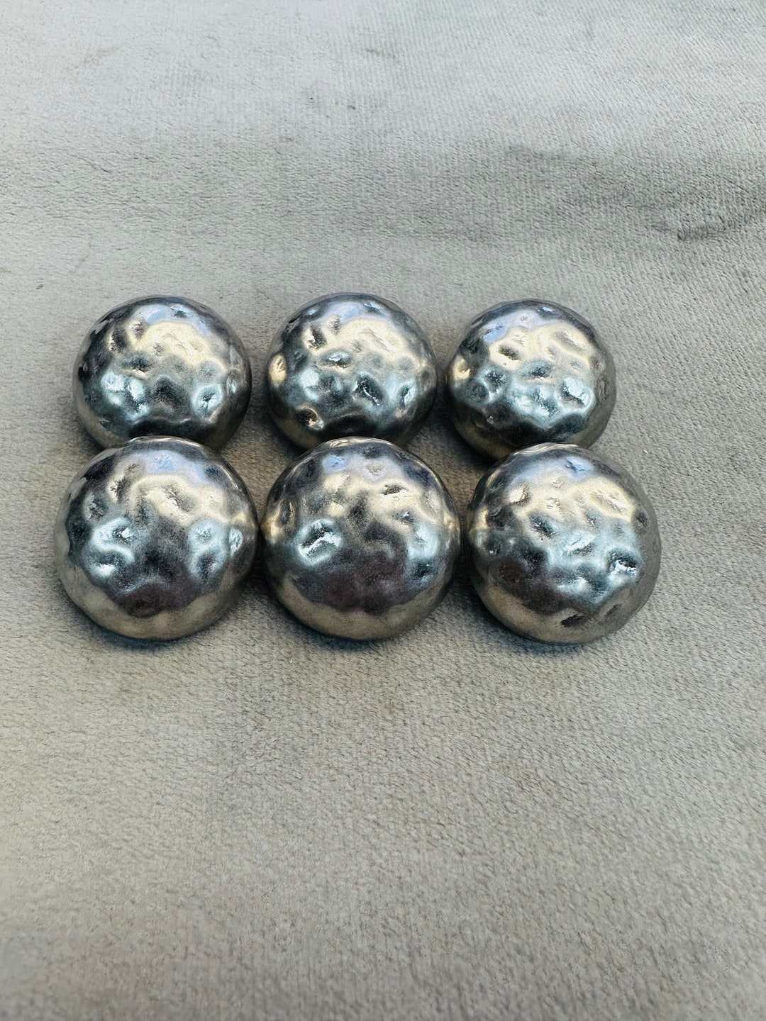 Metal Buttons Silver-tone Dimpled Half Ball Design by Dill 25mm a Set ...