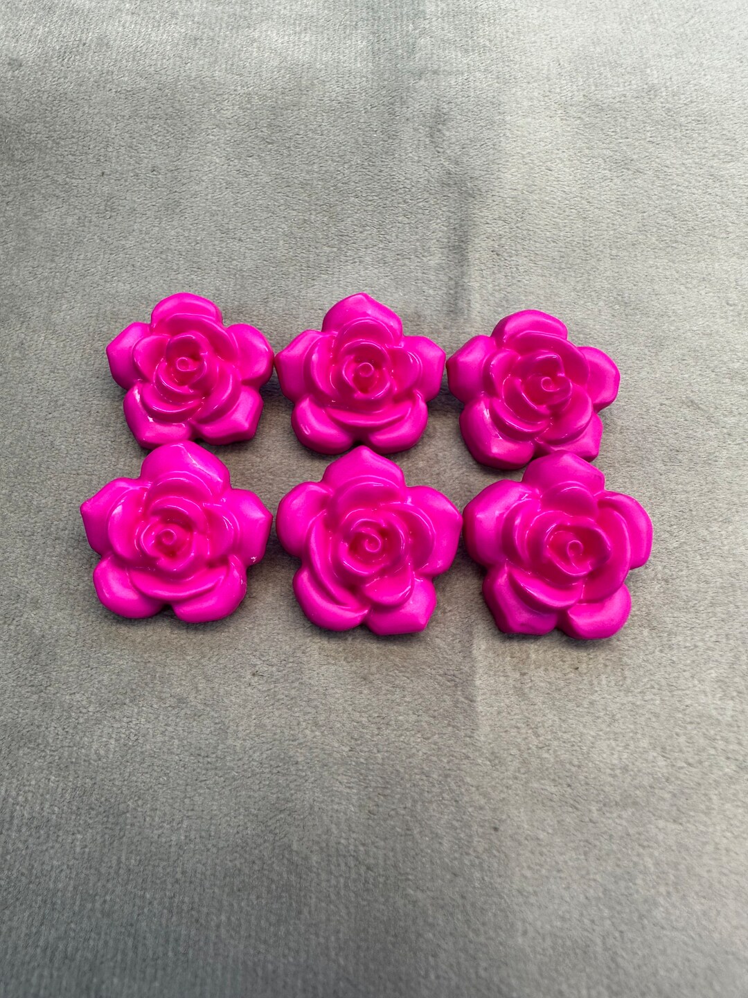 Rose Buttons Shocking Pink 25mm a Set of 6 - Etsy