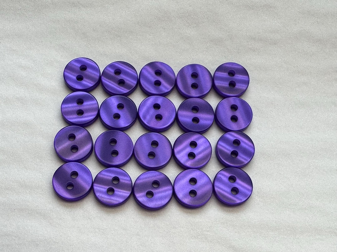 Purple Buttons 10mm With a Pearly Finish Sold as a Set of Twenty ...