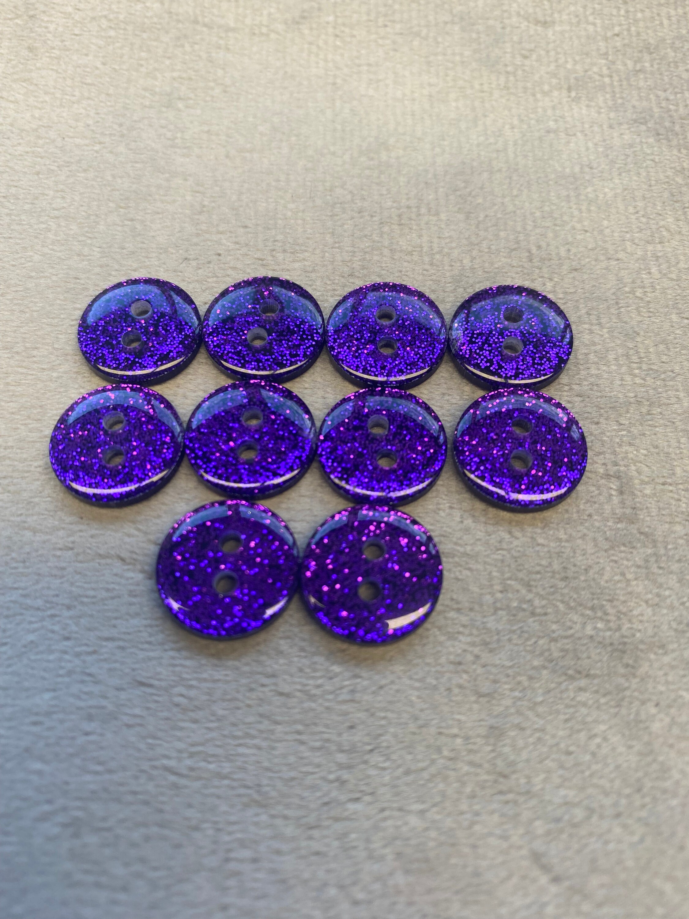 Buttons Purple And Silver Glitter
