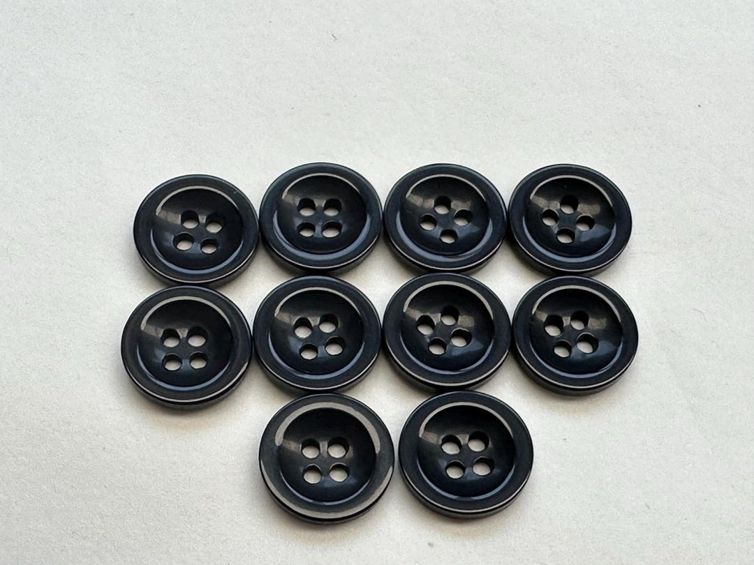 Black Buttons 15mm a Set of Ten Glossy Finish Classic Style - Etsy