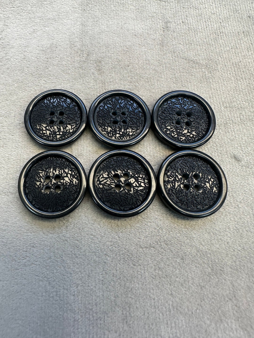 Textured Buttons Black Border Design 22mm a Set of 6 - Etsy