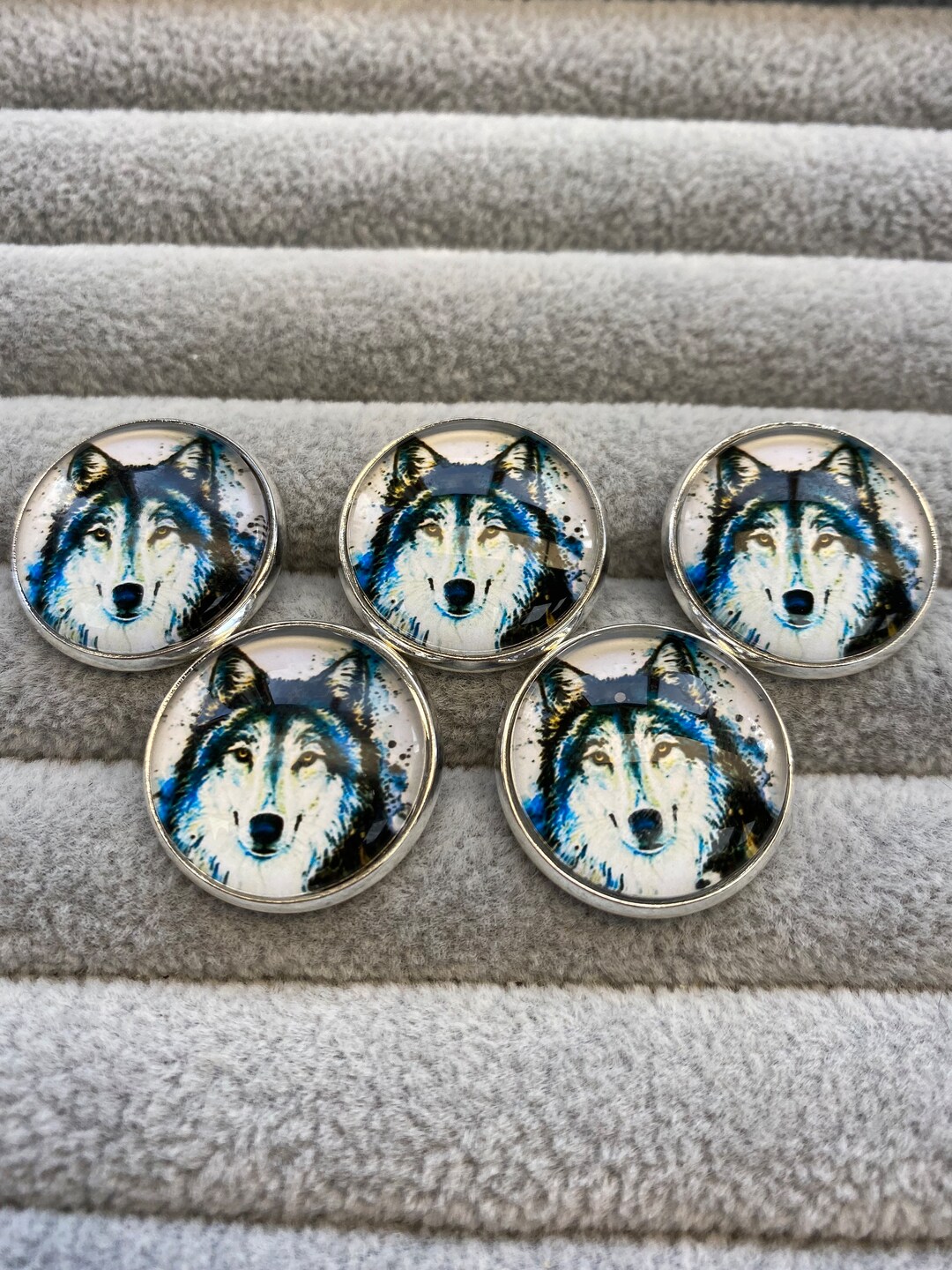 Wolf Buttons Glass and Metal 22mm a Set of 5 - Etsy