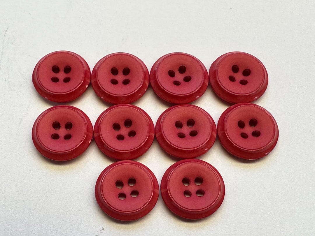 Coral-red Buttons 15mm Matte Finish Sew-through a Set of Ten - Etsy