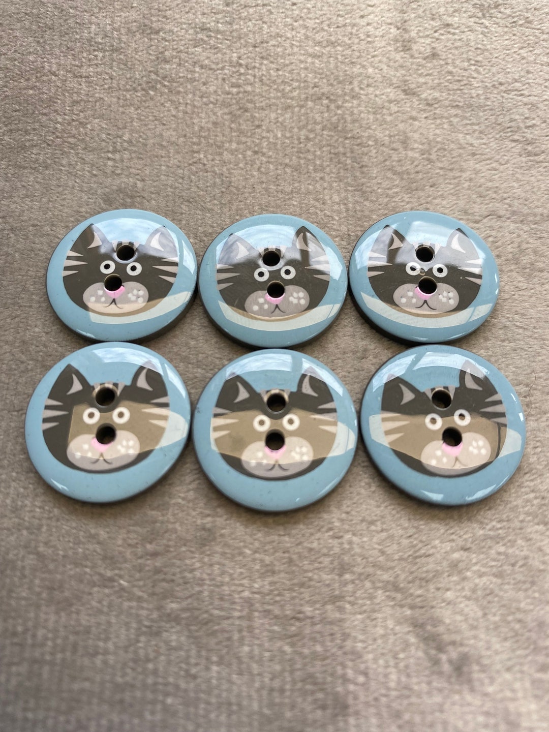 Cat Buttons Tabby on Blue 19mm a Set of 6 - Etsy