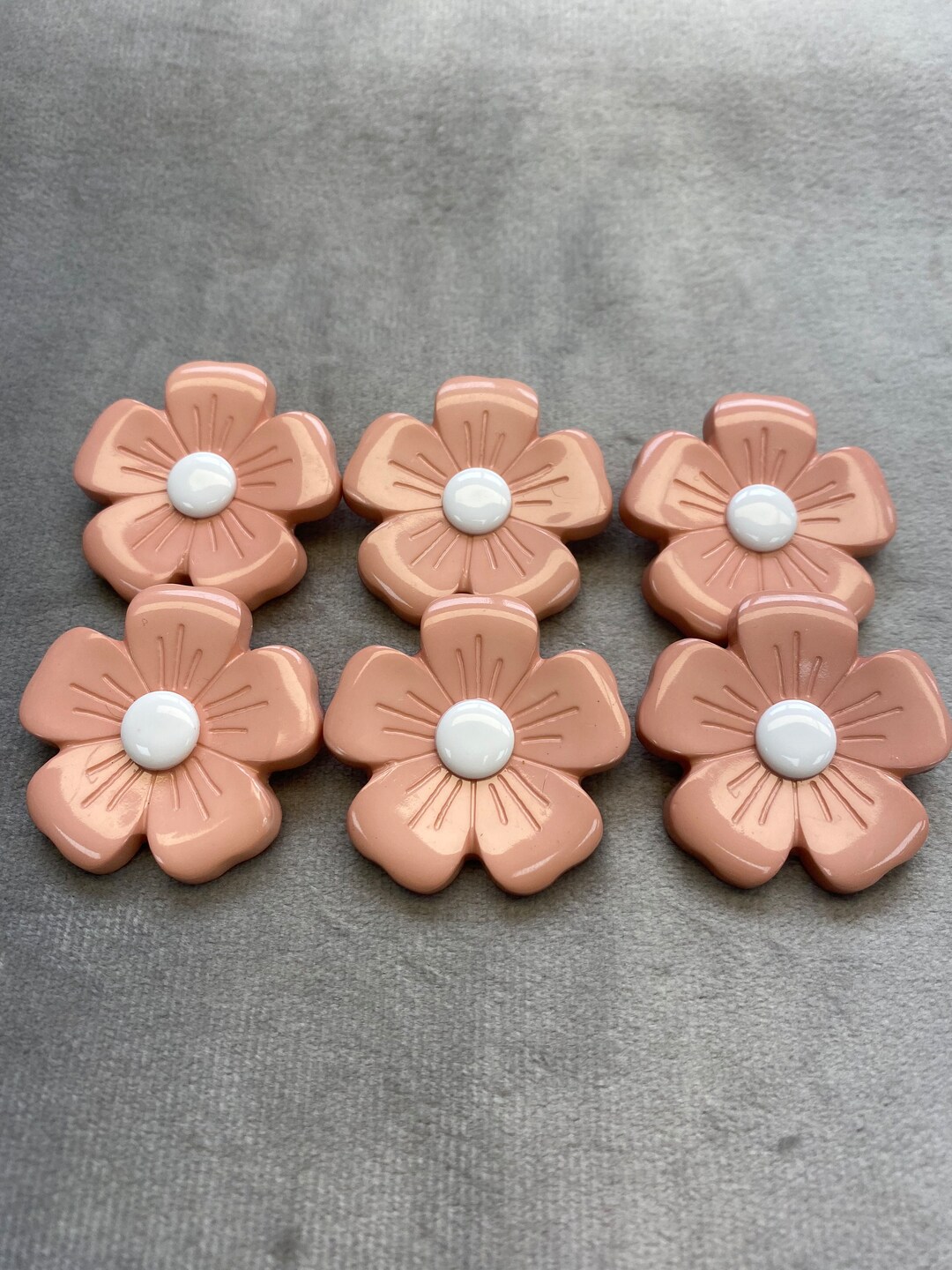 Daisy Buttons Peach and White 34mm a Set of 6 - Etsy