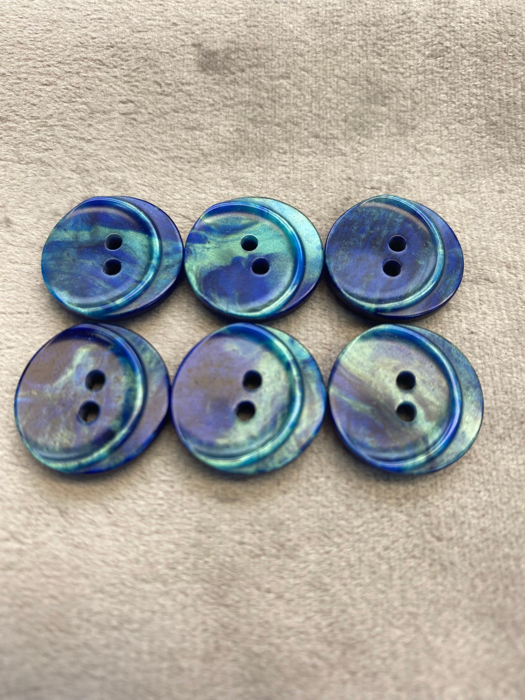 Iridescent Buttons Navy and Jade by Dill 18mm a Set of 6 - Etsy