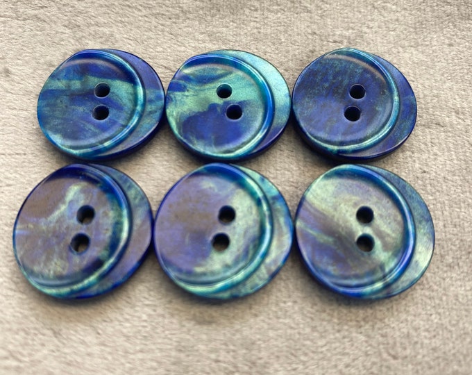 Iridescent Buttons Navy and Jade by Dill 18mm a Set of 6 - Etsy UK