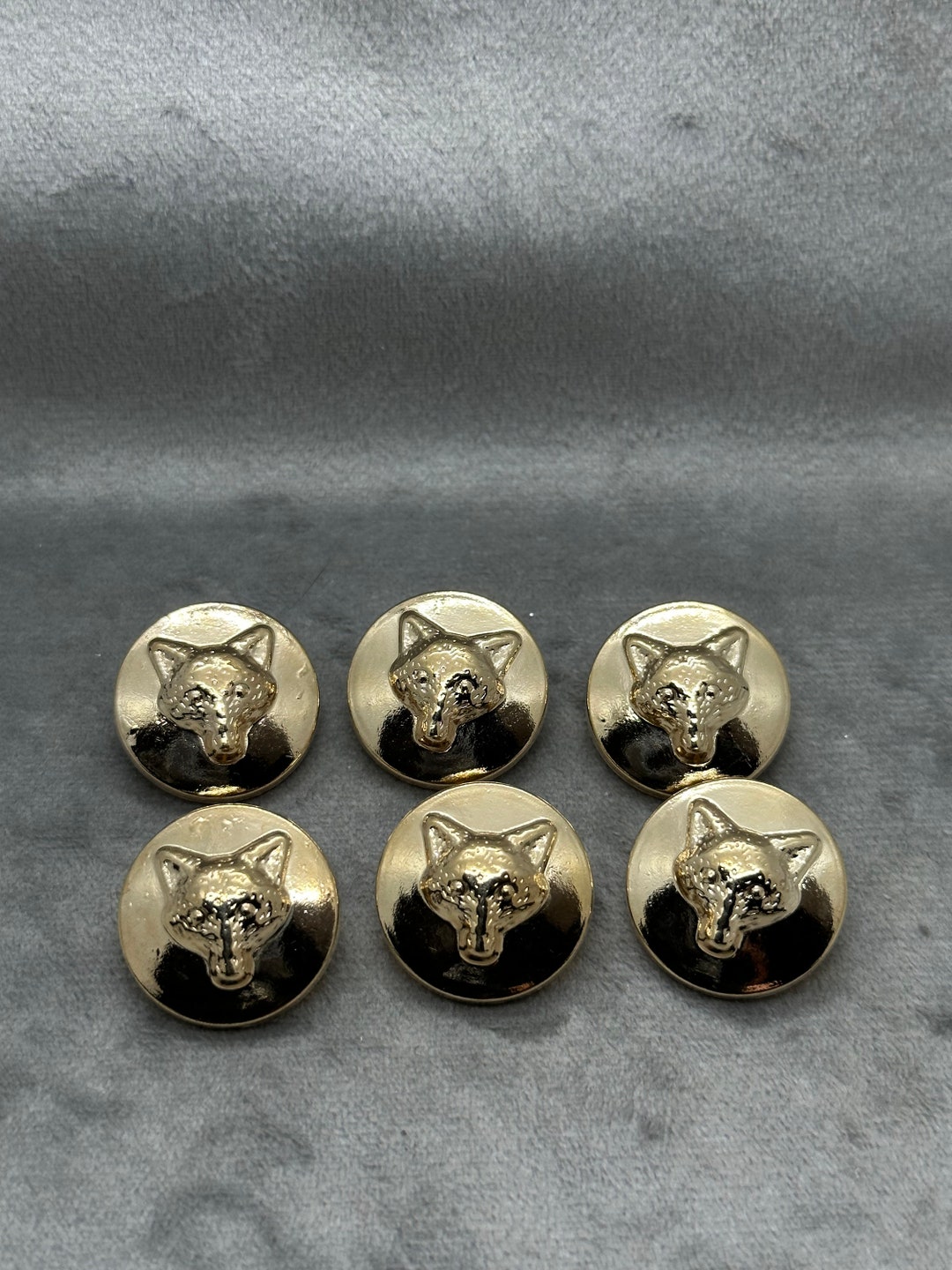 Fox Buttons Gold Tone Metal 21mm a Set of 6 - Etsy
