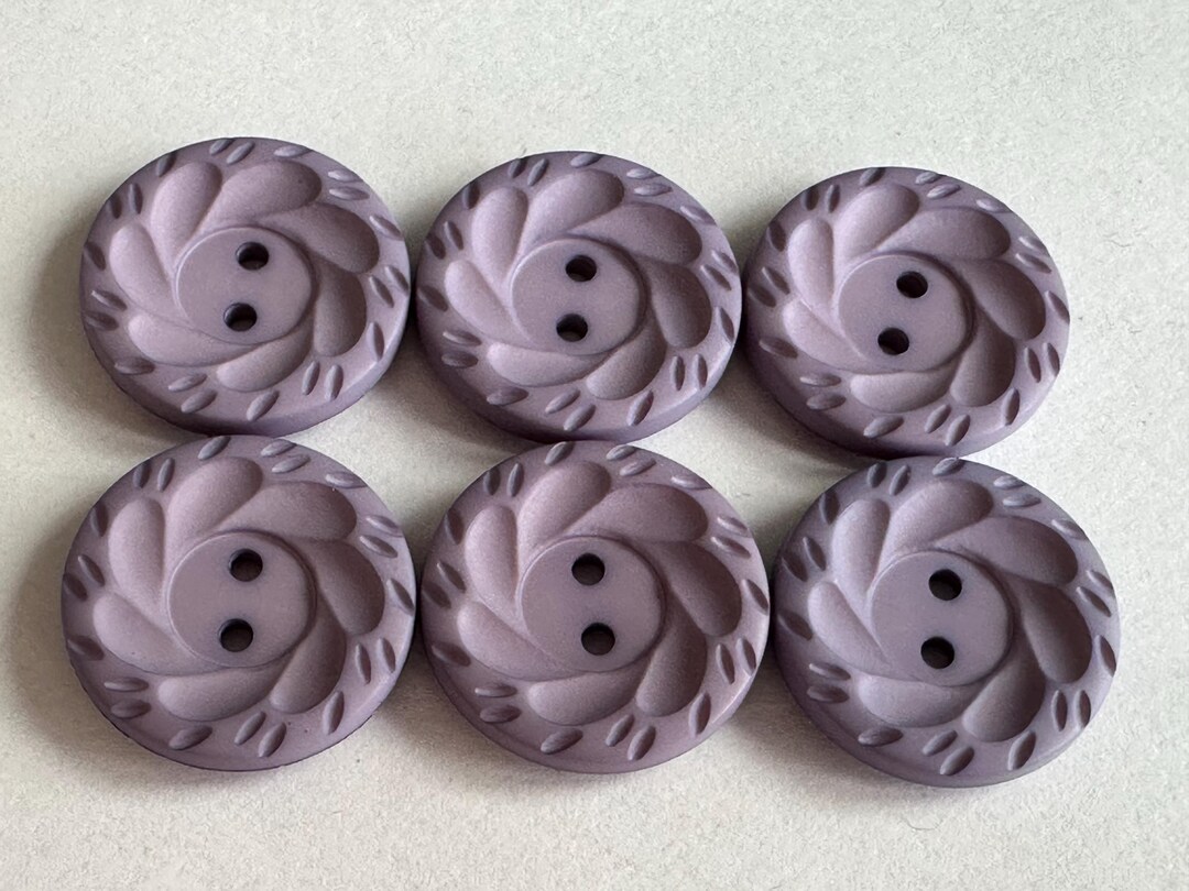 Deep Lilac Buttons 23mm, Matt Sculpted Design, Two-hole Sew-through ...