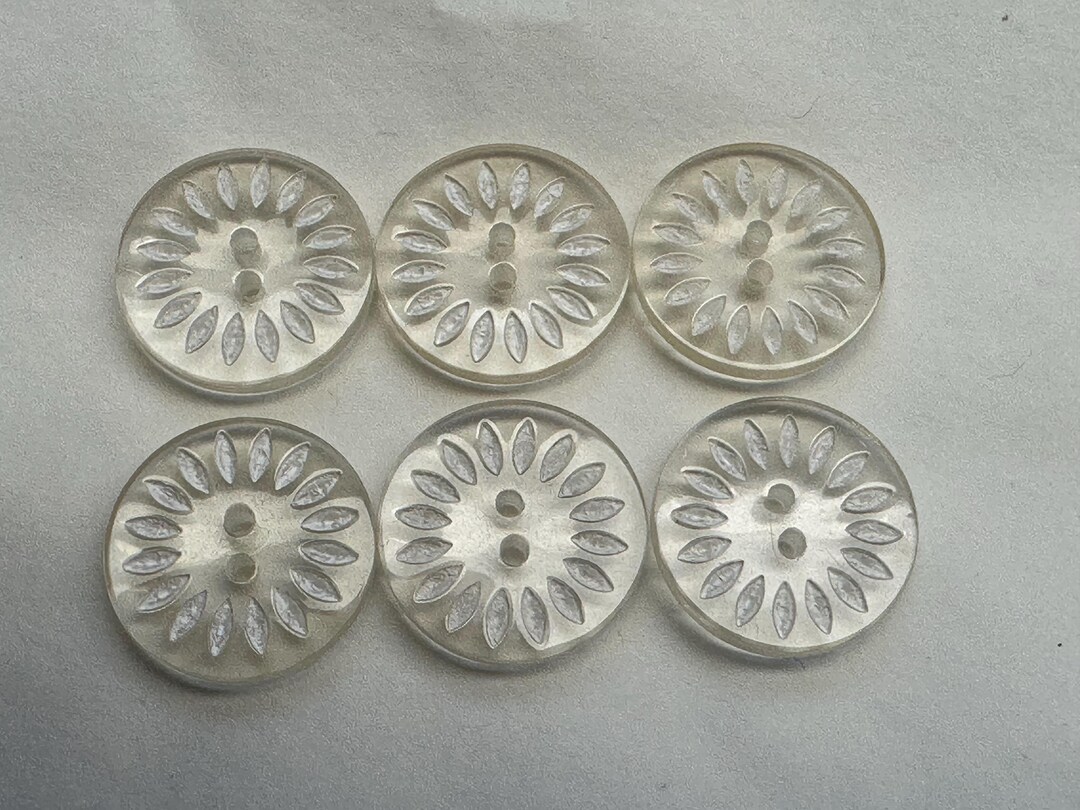 Clear Buttons 20mm With White Detail a Set of Six - Etsy