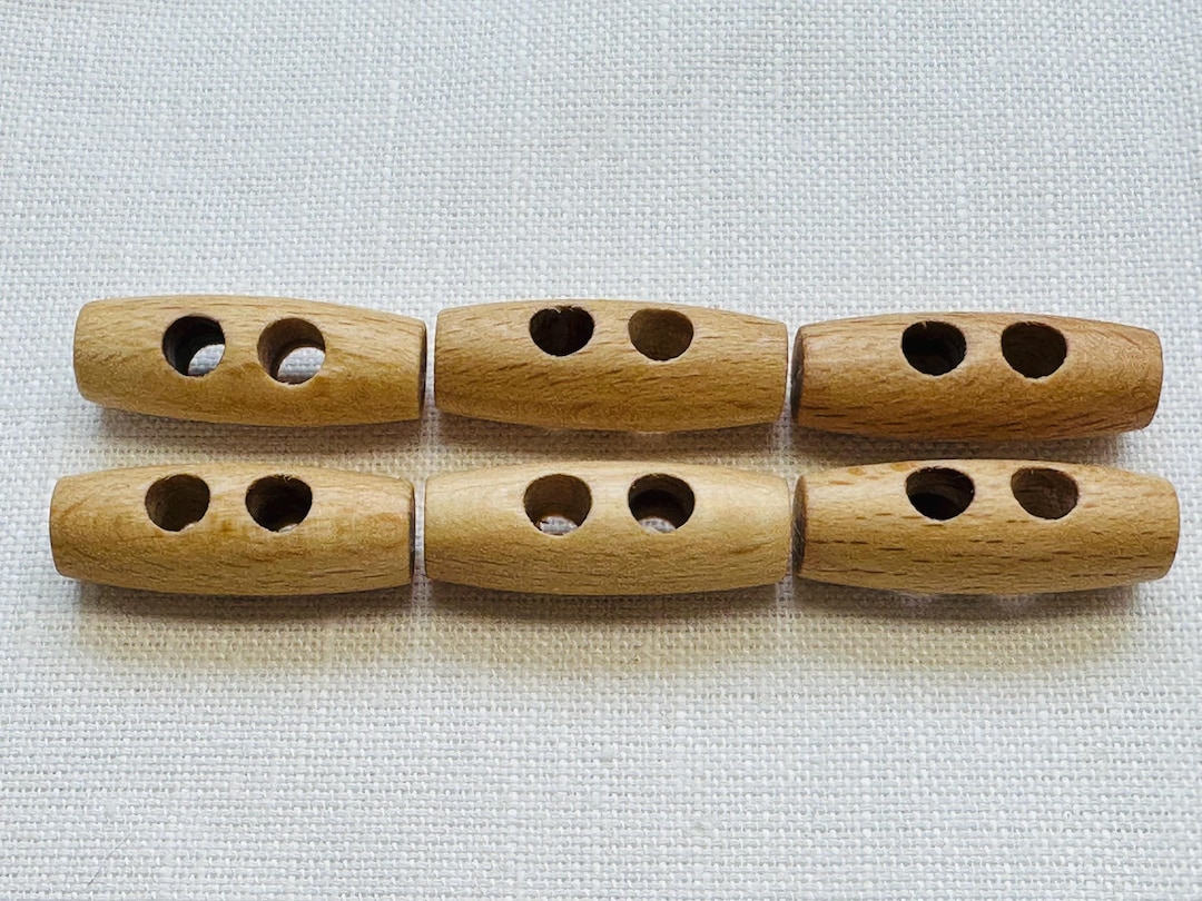 Wooden Toggle Buttons 30mm Natural Wood Toggles Set of 6 for Coats and ...
