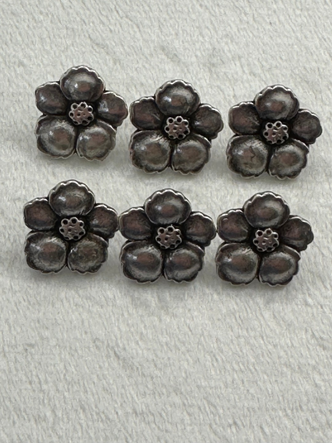 Metal Flower Buttons 13mm a Set of 6 Silver-tone - Etsy