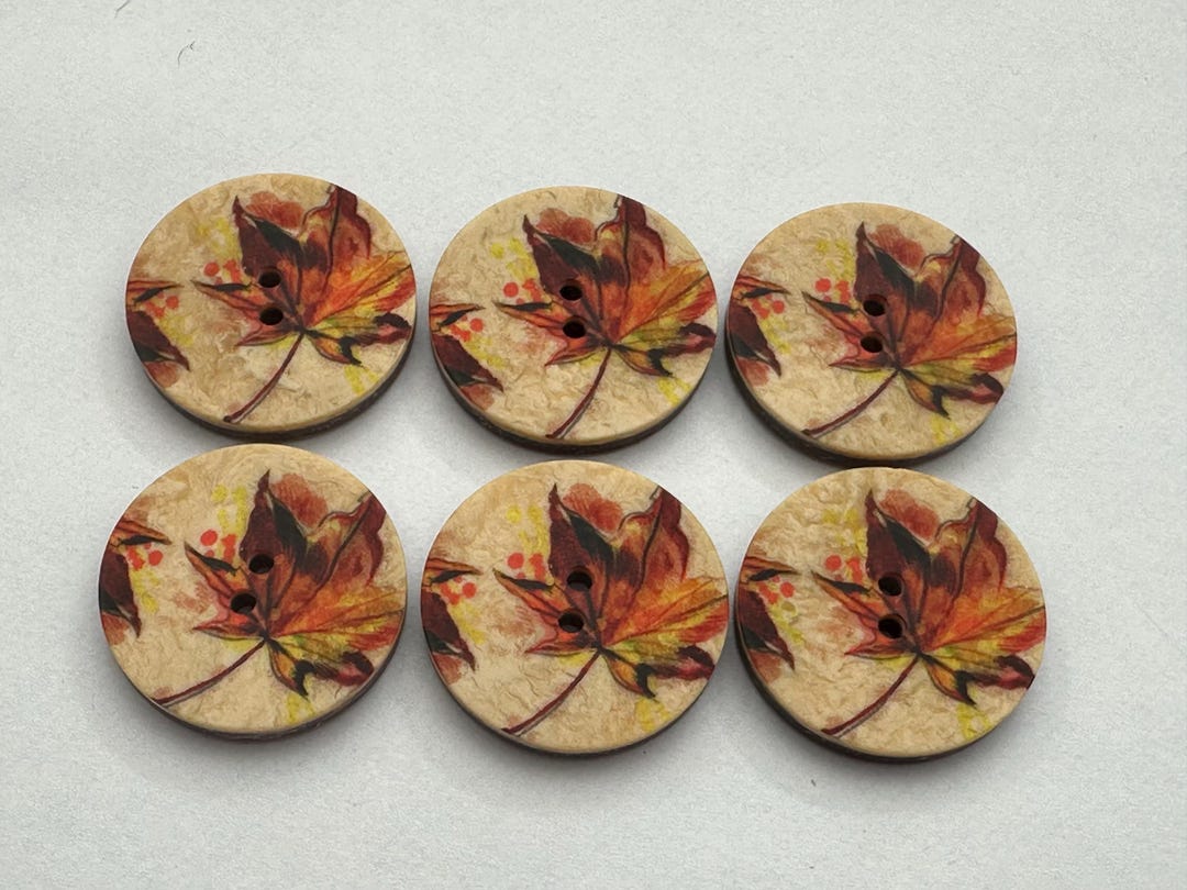 Autumn Leaf Buttons 28mm Sew-through a Set of Six - Etsy