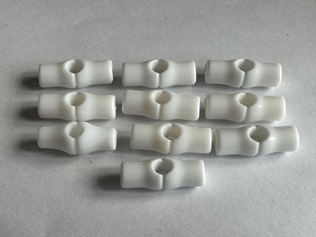 Bamboo Style Toggle Buttons: Glossy White, 26mm, Set of 10 - Etsy