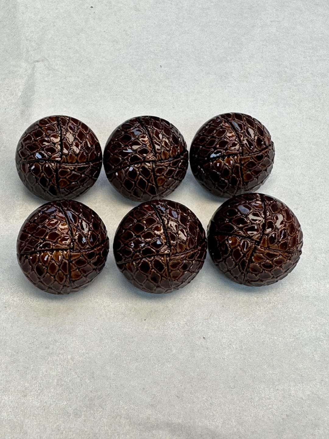 Brown Buttons 15mm a Set of Six Mock Croc Design - Etsy