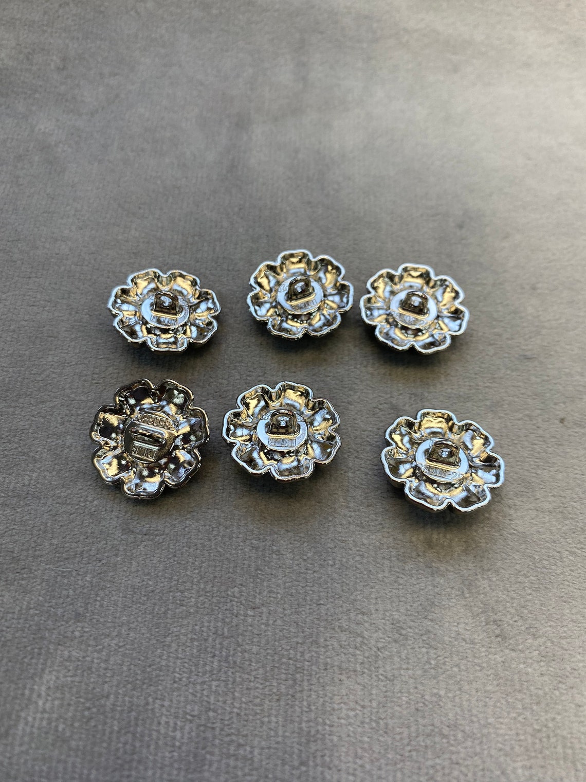Metal Flower Buttons Silver-tone With Faux Pearl 19mm a Set of 6 - Etsy
