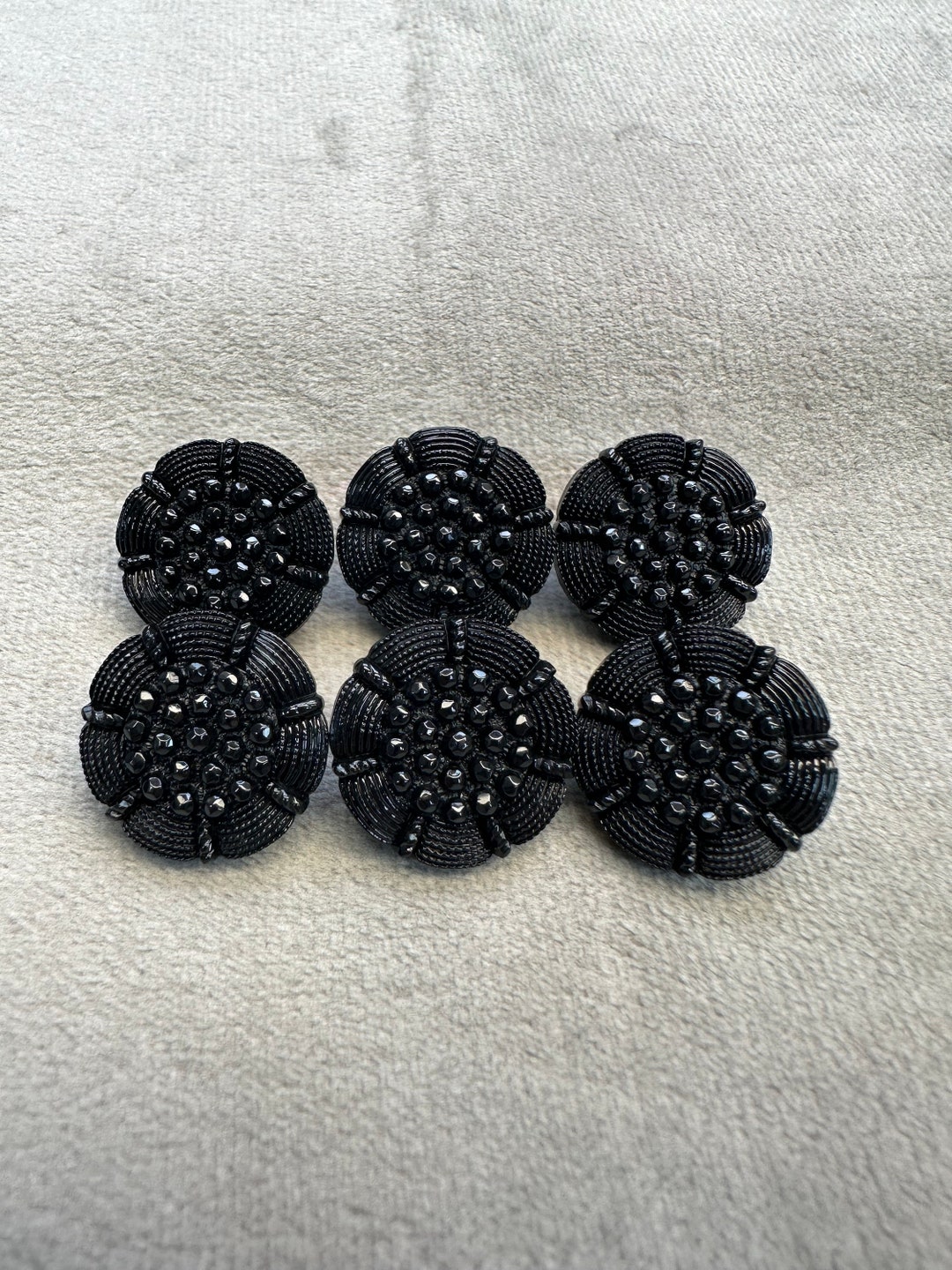 Sparkly Buttons Black Textured Design 18mm a Set of 6 - Etsy