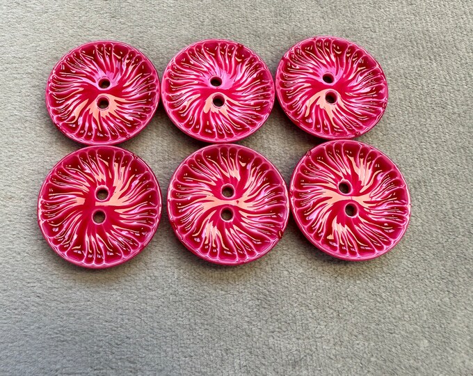 Textured Buttons Cerise Pink 22mm a Set of 6 - Etsy