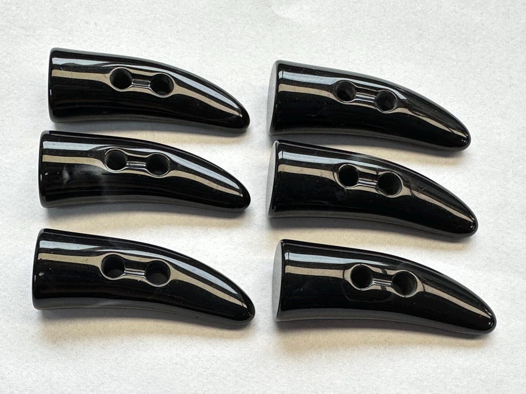 Black Toggle Buttons 40mm Horn-shaped With Grey Detail Sold as a Set of ...