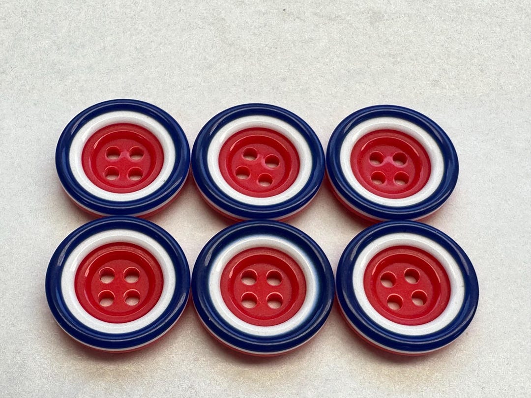 Red, White, and Blue Buttons a Set of Six 23mm - Etsy