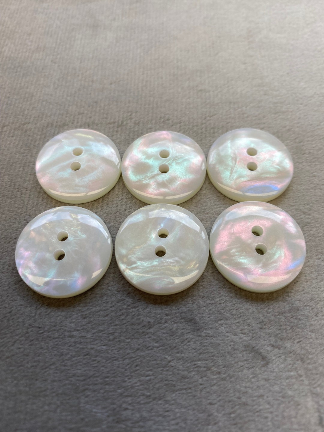 Iridescent Buttons White Pearly Finish 20mm a Set of 6 - Etsy