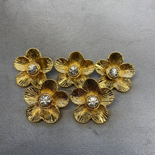 Jewel Buttons Emerald Green Set in Gold Tone Metal 20mm a Set - Etsy