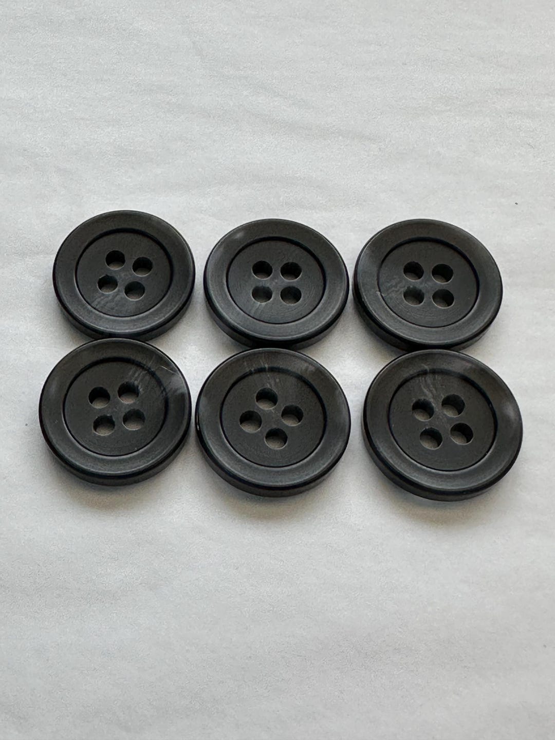 Black Buttons 15mm With Grey Detail Sold as a Set of Six Buttons - Etsy